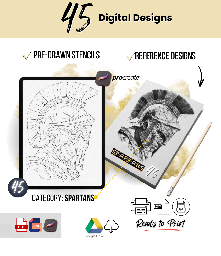 Spartan Tattoo Stencils: Reference Kit – Tattoo Art Set